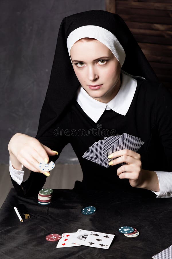 Beautiful Catholic Nun Playing Cards. Rotten Religion Stock Image ...