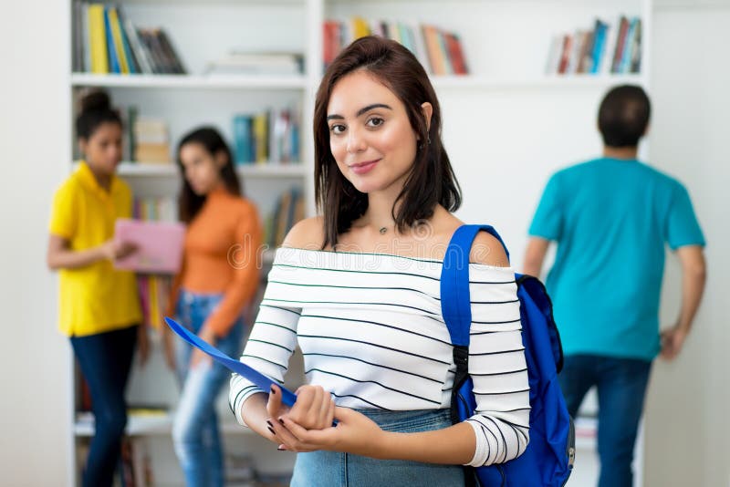 Beautiful Caucasian Female Student with Group of Students Stock Image ...