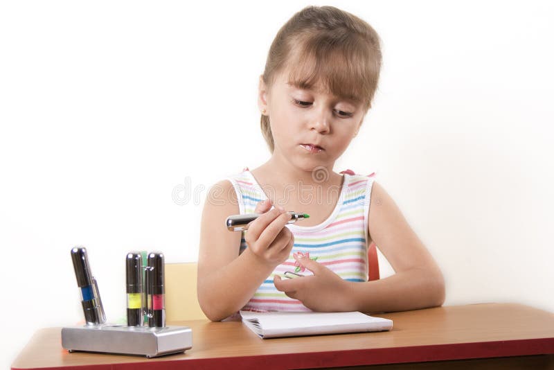 Beautiful Caucasian Girl Learning Stock Image - Image of portrait ...
