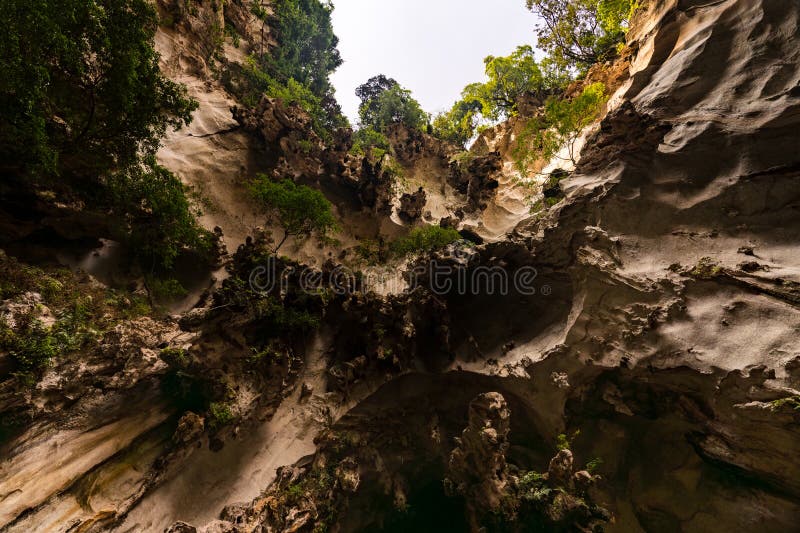 Beautiful Cave with Sky and Forest Inside Limestone Cave of Batu Cave ...