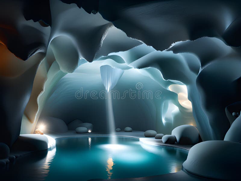Beautiful Cave with Snow and Ice Stock Illustration - Illustration of ...
