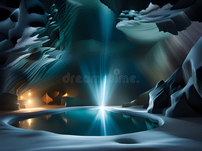Beautiful Cave with Snow and Ice Stock Illustration - Illustration of ...