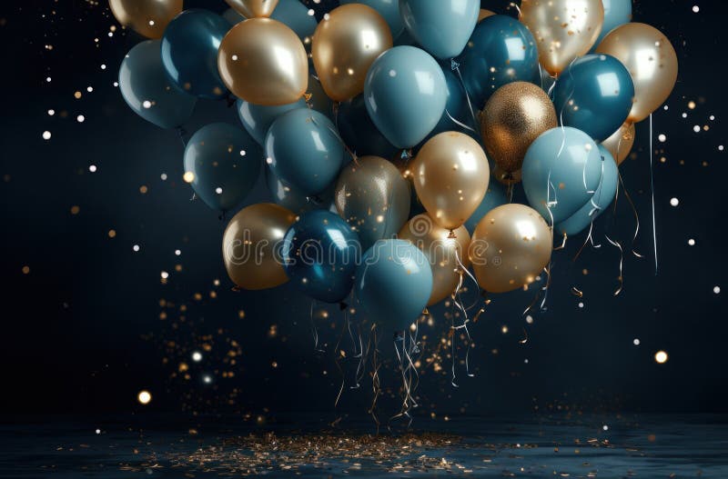 A Beautiful Celebration with Light Blue, Silver and Golden Balloons ...