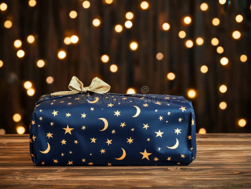 Beautiful Celestial-themed Gift Box on Rustic Wood Table Stock Photo ...