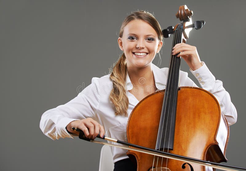 Beautiful cellist stock photo. Image of classic, positivity - 35267038