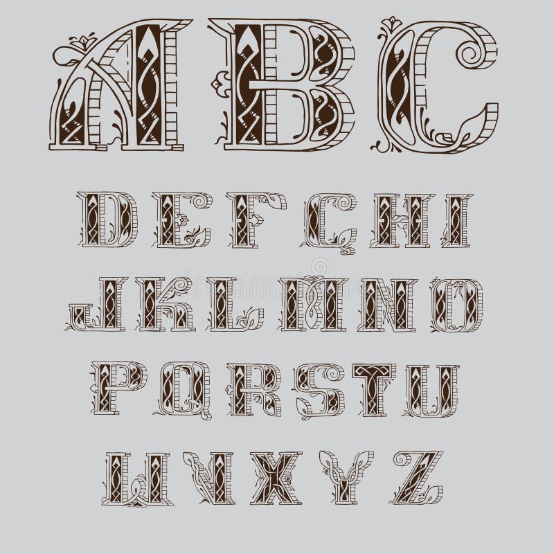 Beautiful Celtic Font with Patterns Stock Vector - Illustration of ...