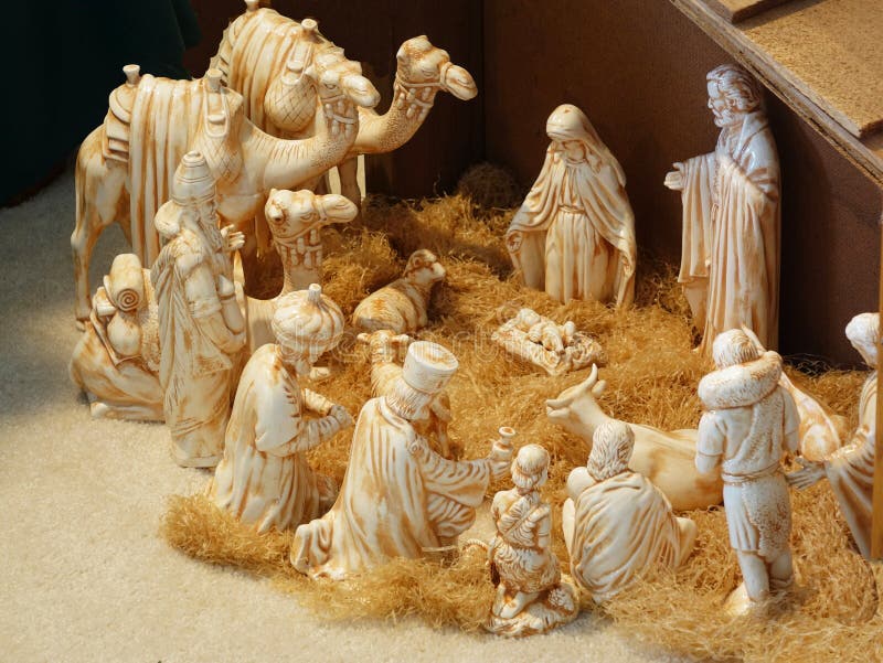A Beautiful Ceramic Nativity Scene Display Stock Photo - Image of ...