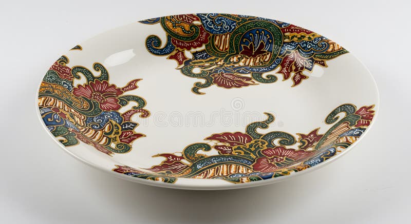 Elegant Ceramic Serving Bowl with Intricate Indonesian Batik Pattern ...