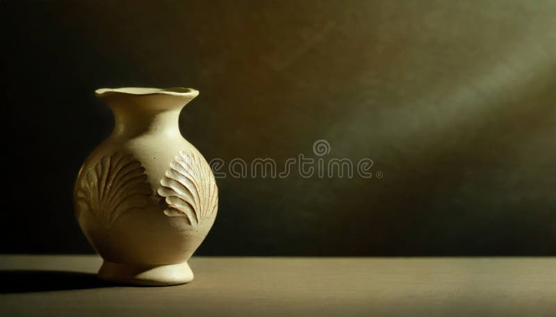 Beautiful Ceramic on the Table Against Old Wall, Copy Space. Pottery ...