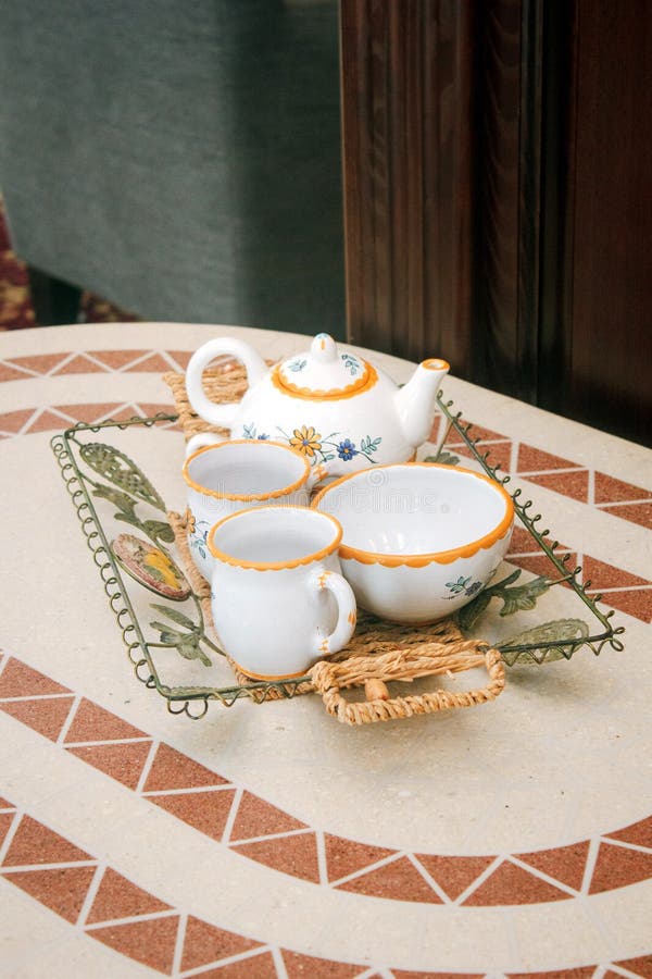 Beautiful Ceramic Tea Set on a Table Stock Image - Image of kitchen ...