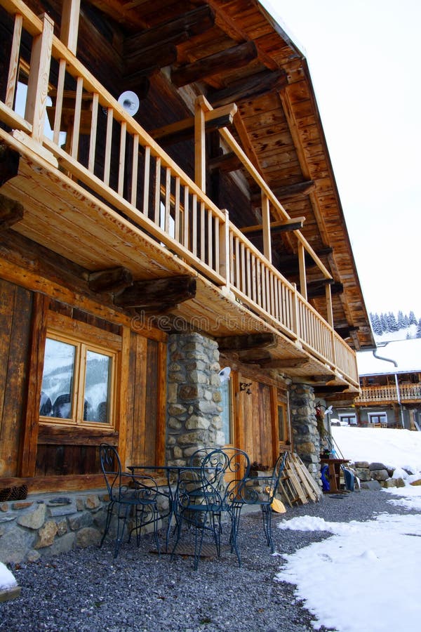 Big Rustic Chalet in the Alps Stock Photo - Image of beam, table: 2163160