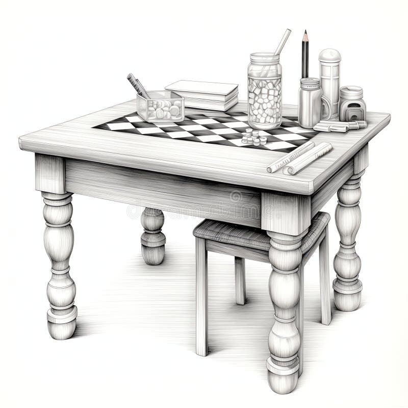 Beautiful Checkered Table Clipart Illustration Stock Illustration ...