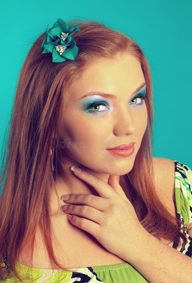 Beautiful Cheerful Redhead Woman Stock Image - Image of female, elegant ...