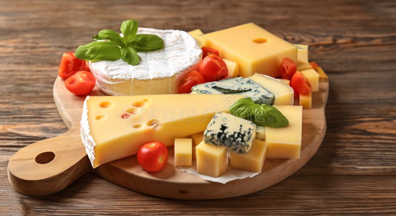 Beautiful Cheese Board with Variety of Cheeses Stock Illustration ...