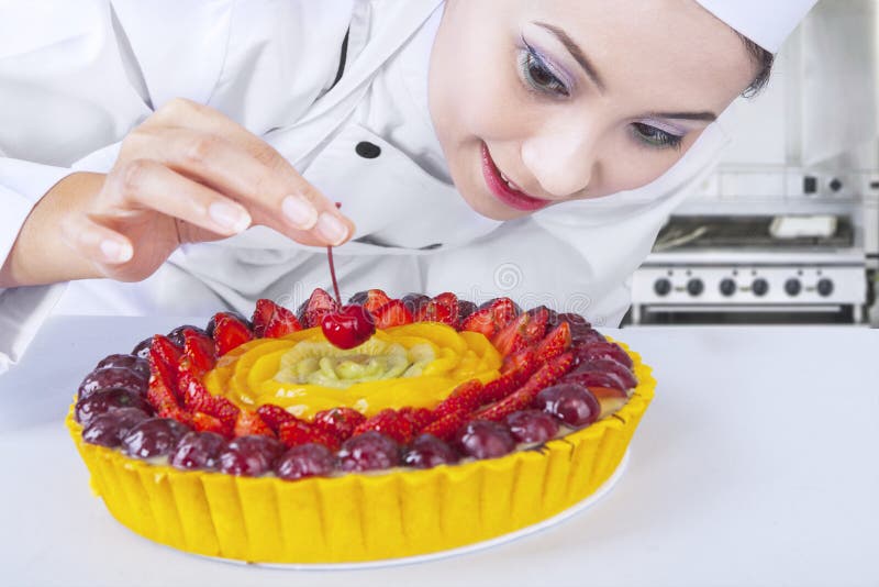 Chef Final Touch in Kitchen Stock Image - Image of holding, indonesian ...