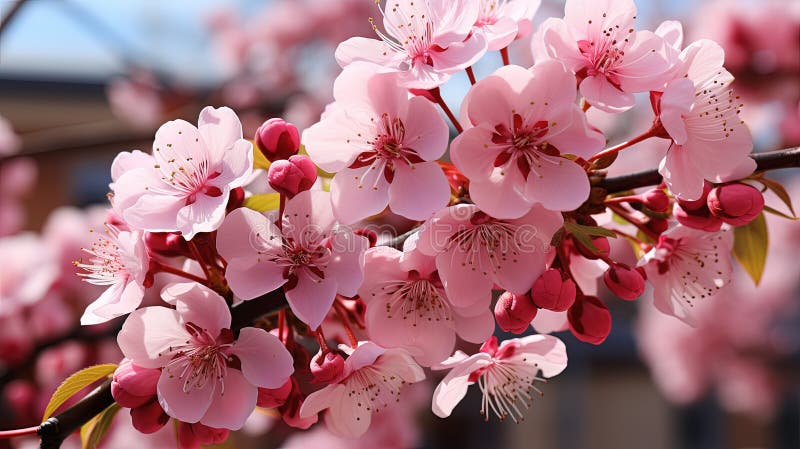 Beautiful Cherry Blossom Sakura Pink Flowers Background Selective Focus ...