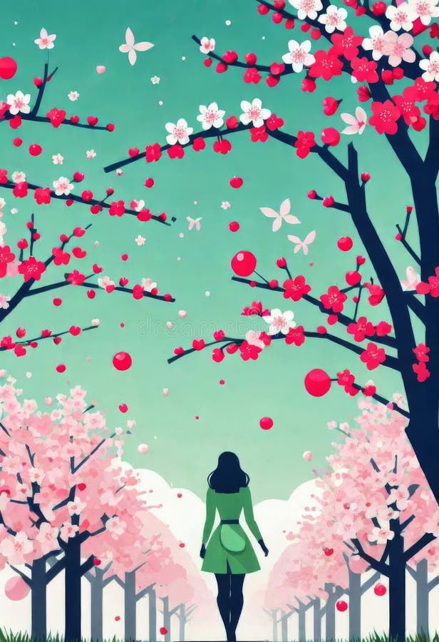 Beautiful Cherry Blossom Tree Isolated on White Backdrop. Stock Photo ...