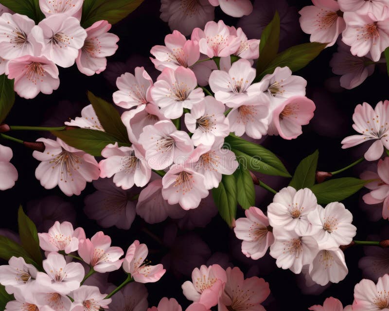 Beautiful Cherry Blossoms Wallpaper Design. Generative Ai Stock ...