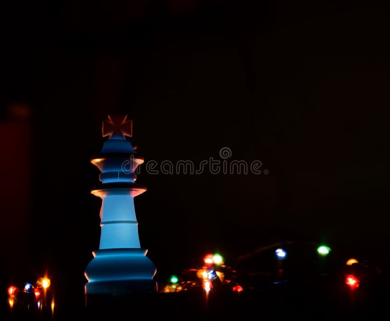 Chess Piece the King Character with Illuminated Lights Background ...