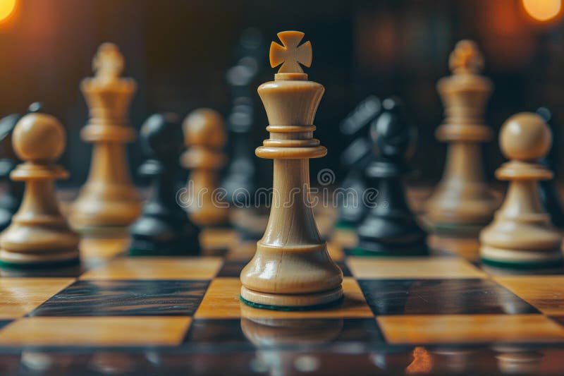 Beautiful Chess Piece Standing on Checkered Game Board during Strategic ...