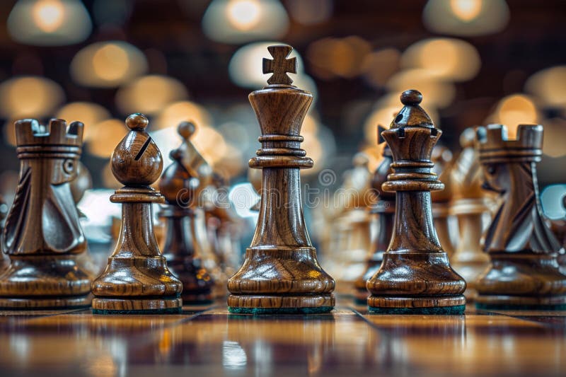 Beautiful Chess Piece Standing on Checkered Game Board during Strategic ...