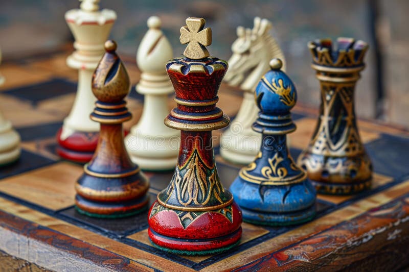 Beautiful Chess Piece Standing on Checkered Game Board during Strategic ...