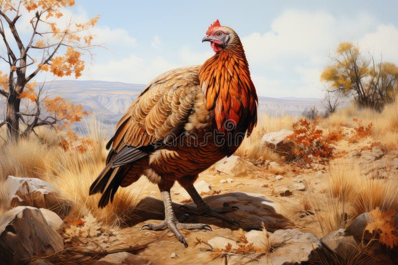 Beautiful Chicken in the Desert of Namibia. Panoramic View Stock ...