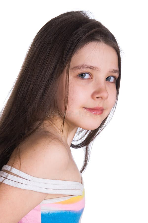 Cute Brown Haired Child Looking into the Camera Stock Image - Image of ...