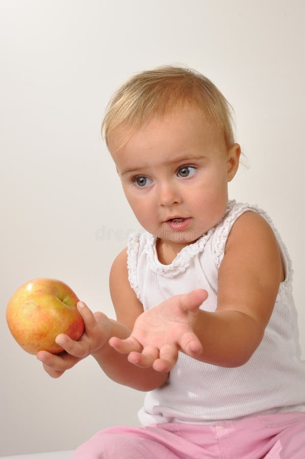 Beautiful Child with an Apple Stock Image - Image of young, toddler ...