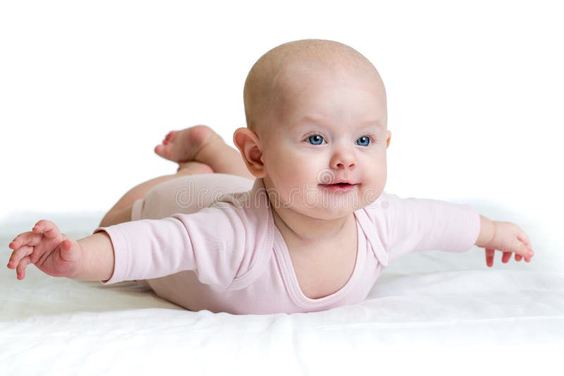 Beautiful Child Baby on a White Background Stock Image - Image of ...