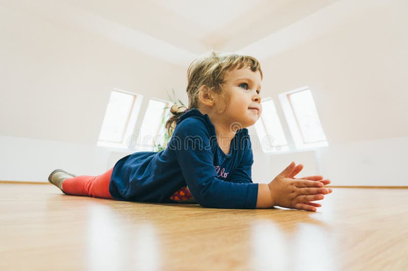 Beautiful Child in an Empty Room Stock Image - Image of residential ...