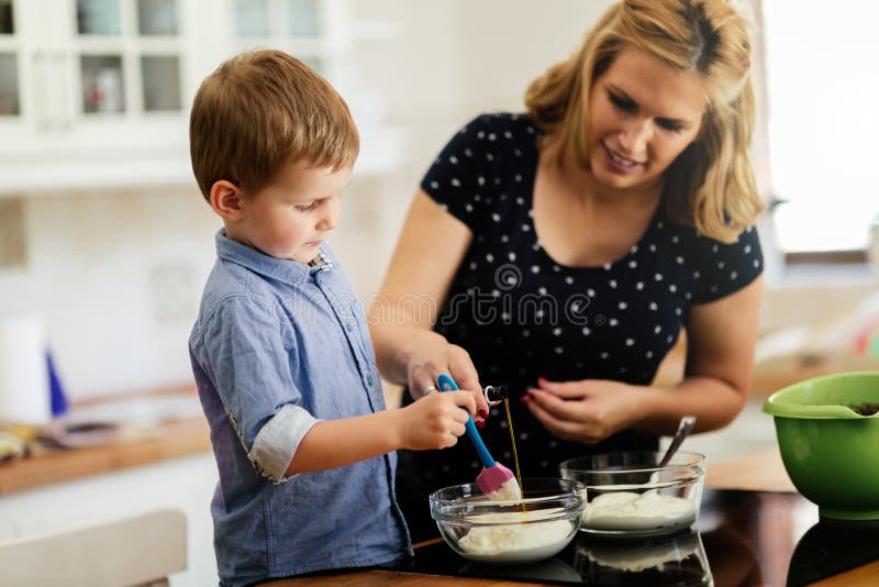 Beautiful Child and Mother Baking Stock Image - Image of life, kitchen ...