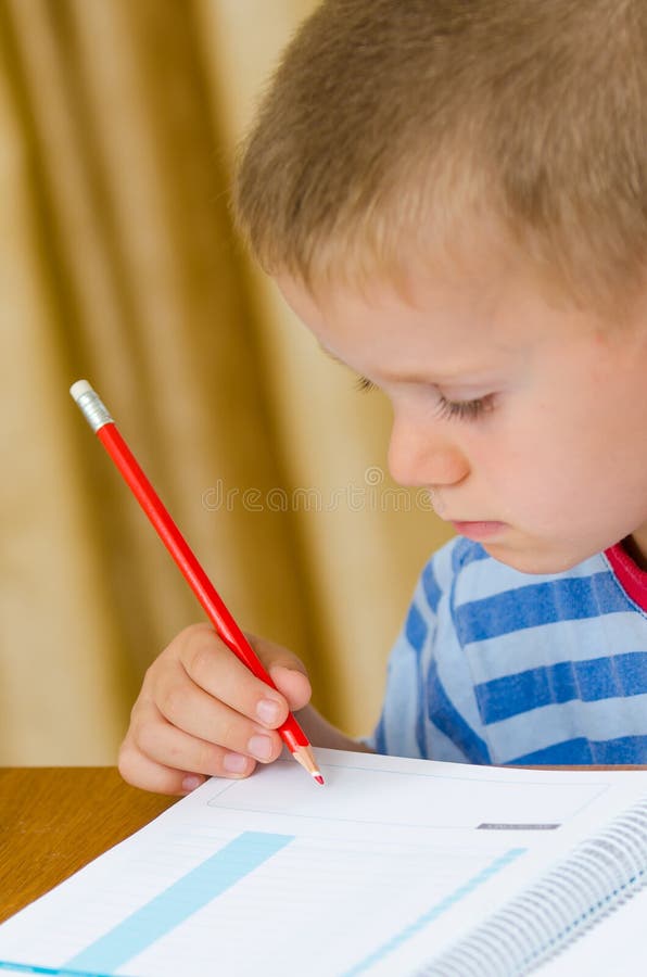 Beautiful child writing stock photo. Image of cute, childhood - 35083408