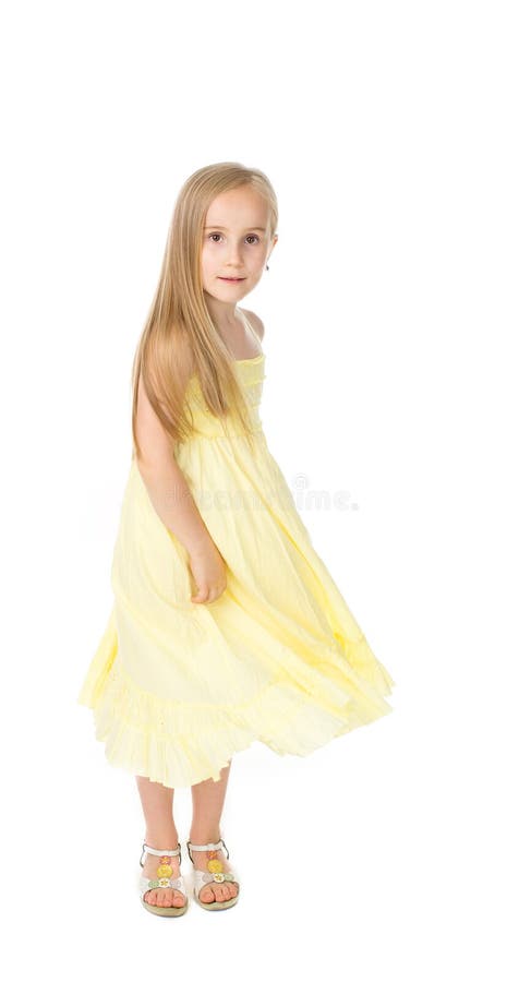 Beautiful Child in Yellow Dress Stock Photo - Image of happiness, cute ...