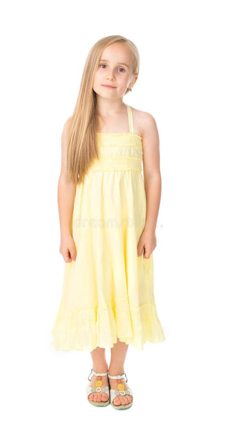 Beautiful Child in Yellow Dress Stock Photo - Image of activity, summer ...