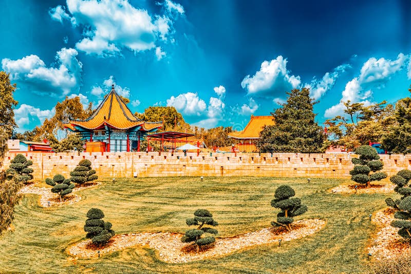 Beautiful Chinese Landscape Park Stock Image - Image of minuscule ...