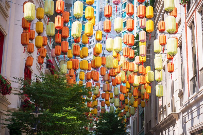 Beautiful Chinese Lantern For Decoration Building Stock Photo - Image ...