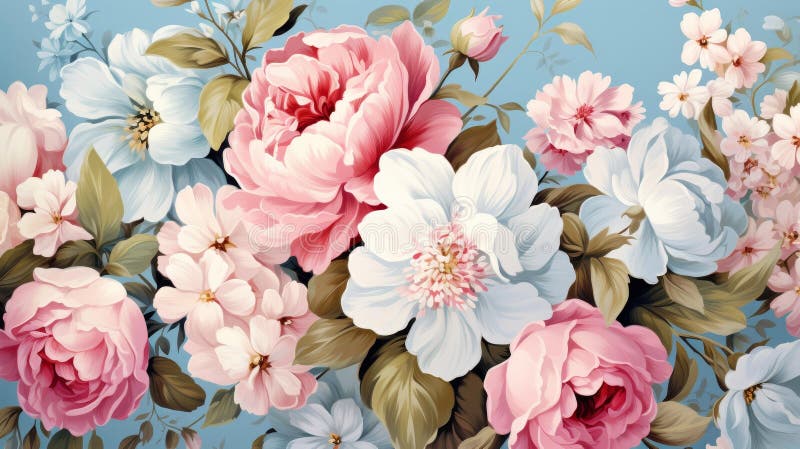 Beautiful Chintz Pattern Illustrations with Delicate Florals and Soft ...