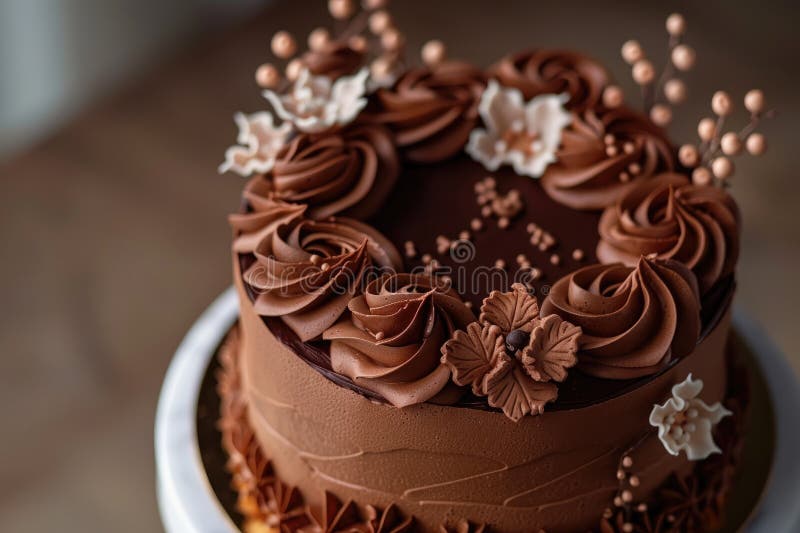 A Beautiful Chocolate Cake Elegantly Decorated Stock Illustration ...