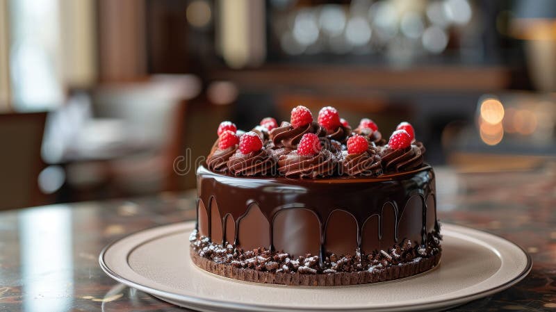 A Beautiful Chocolate Cake Elegantly Decorated Stock Illustration ...