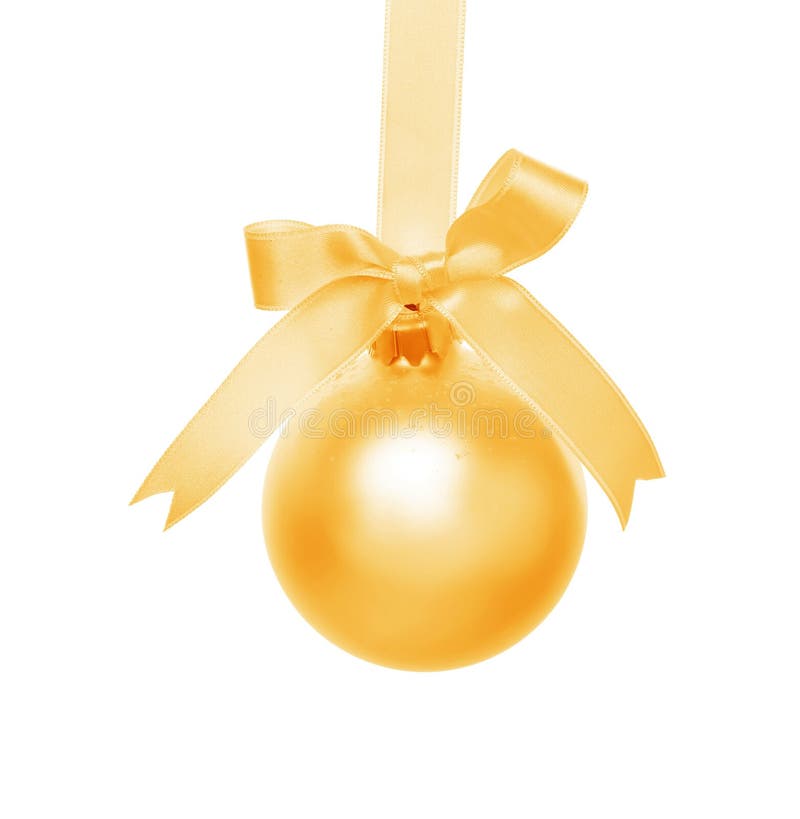 Beautiful Christmas Ball with Ribbon on White Stock Image - Image of ...