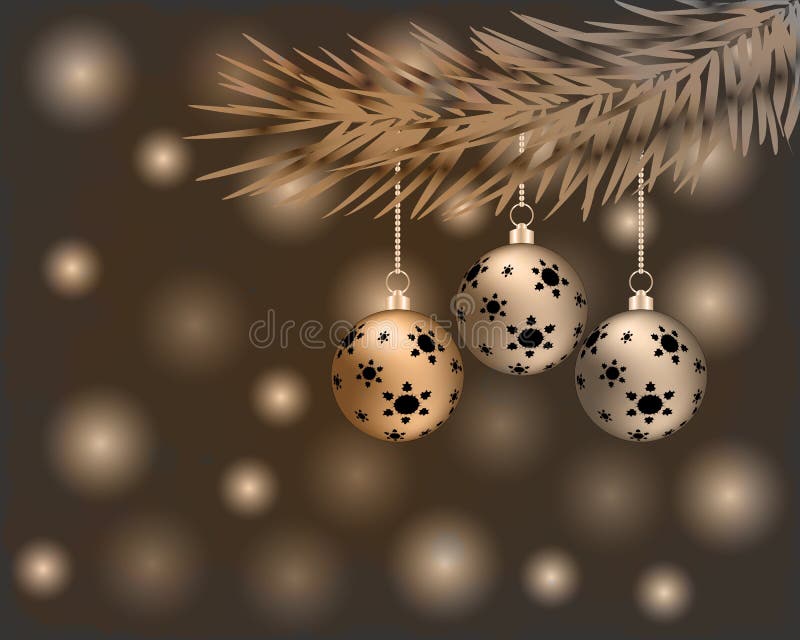 Beautiful Christmas Balls Hanging on Pine Tree Stock Illustration ...