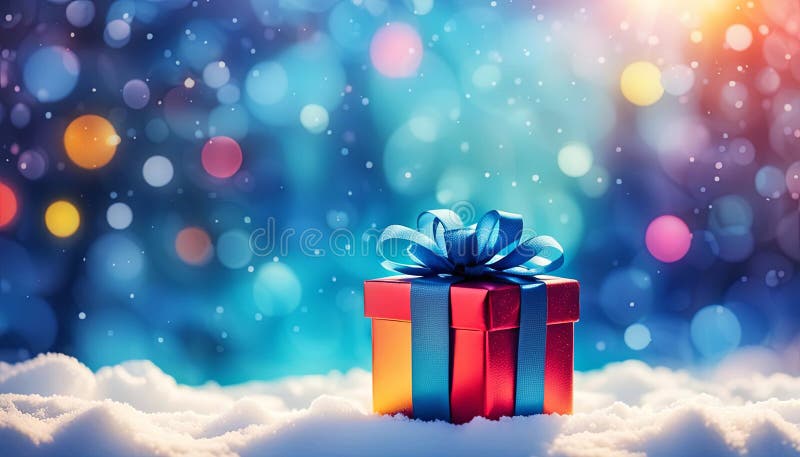 Beautiful Christmas Gift in the Snow Stock Illustration - Illustration ...