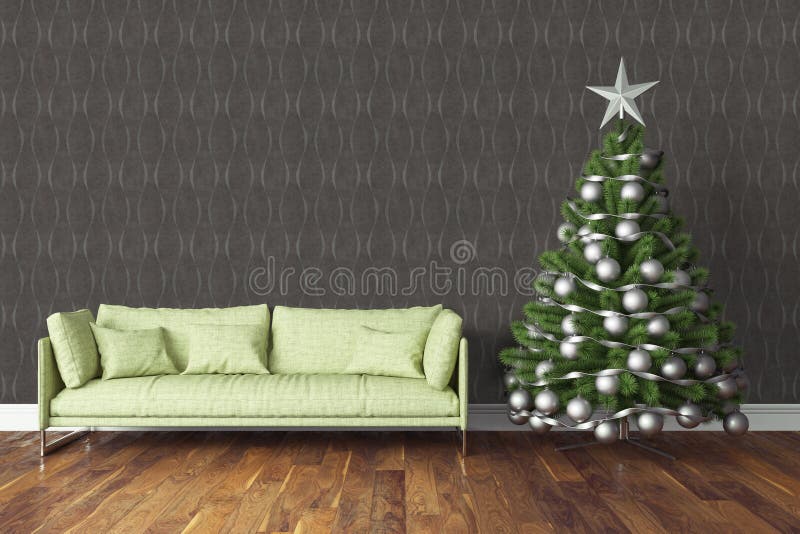 Beautiful Christmas Interior . 3D Rendering Stock Illustration ...
