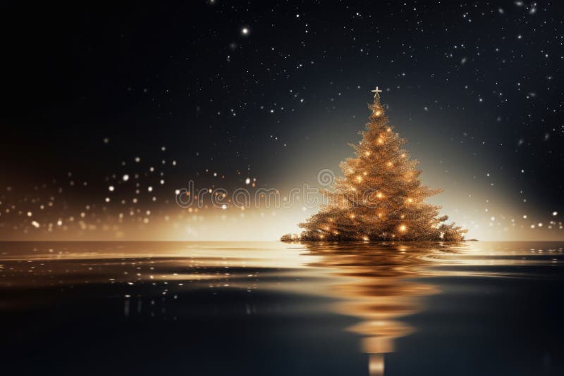 Beautiful Christmas Night Scene with Snow Tree Stock Photo - Image of ...