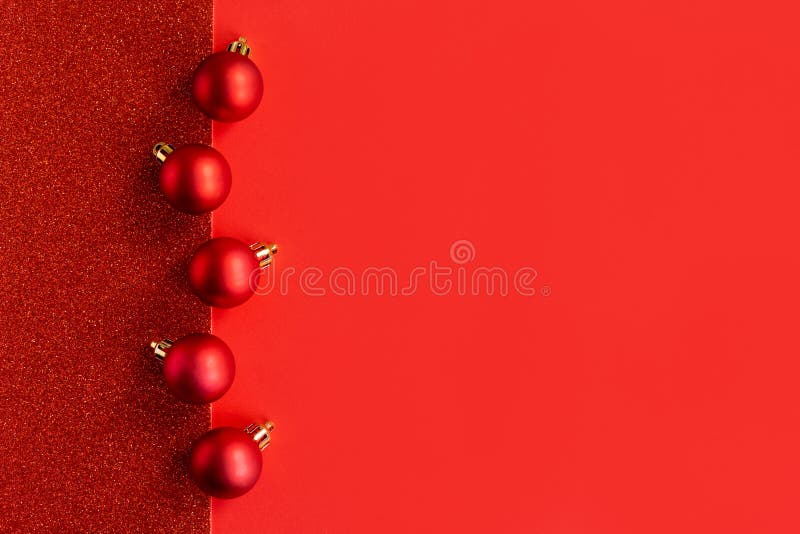 Beautiful Christmas Ornaments on a Bright Red Background Stock Photo ...