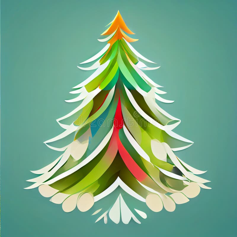 Christmas Tree Sticker. Flat Illustration. Digital Illustration Based ...