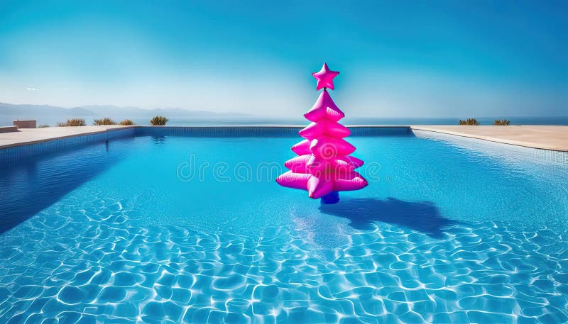 Beautiful Christmas Tree in Pool with Copy Space Stock Illustration ...