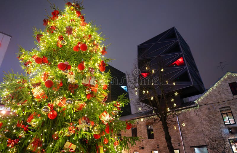 Beautiful Christmas tree stock photo. Image of pine - 349183766