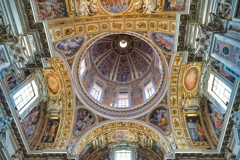 Beautiful Church Ceiling in Rome, Italy Stock Photo - Image of sant ...